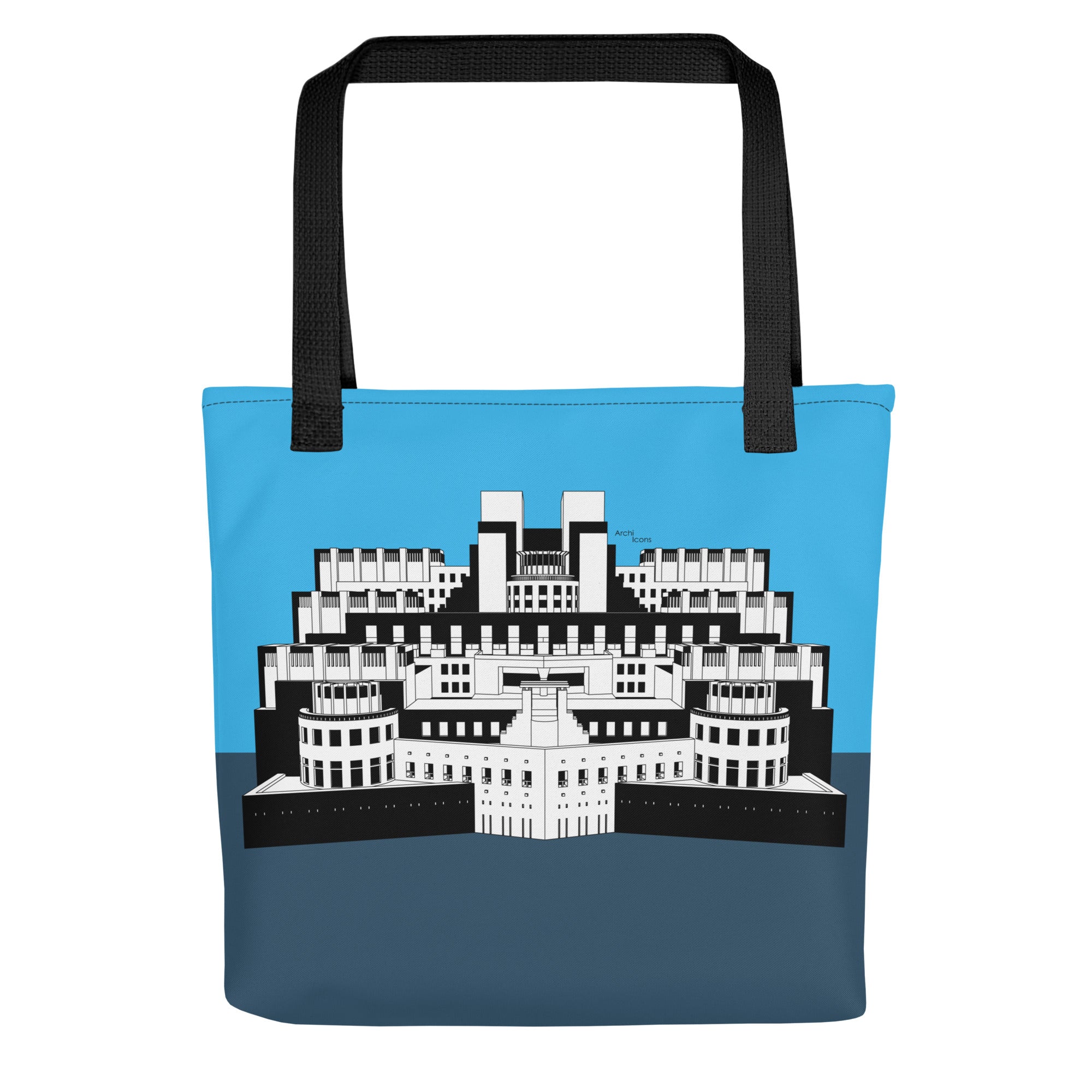 Mi6 Building Blue Tote Bags | Terry Farrell Design | Vauxhall Cross ...