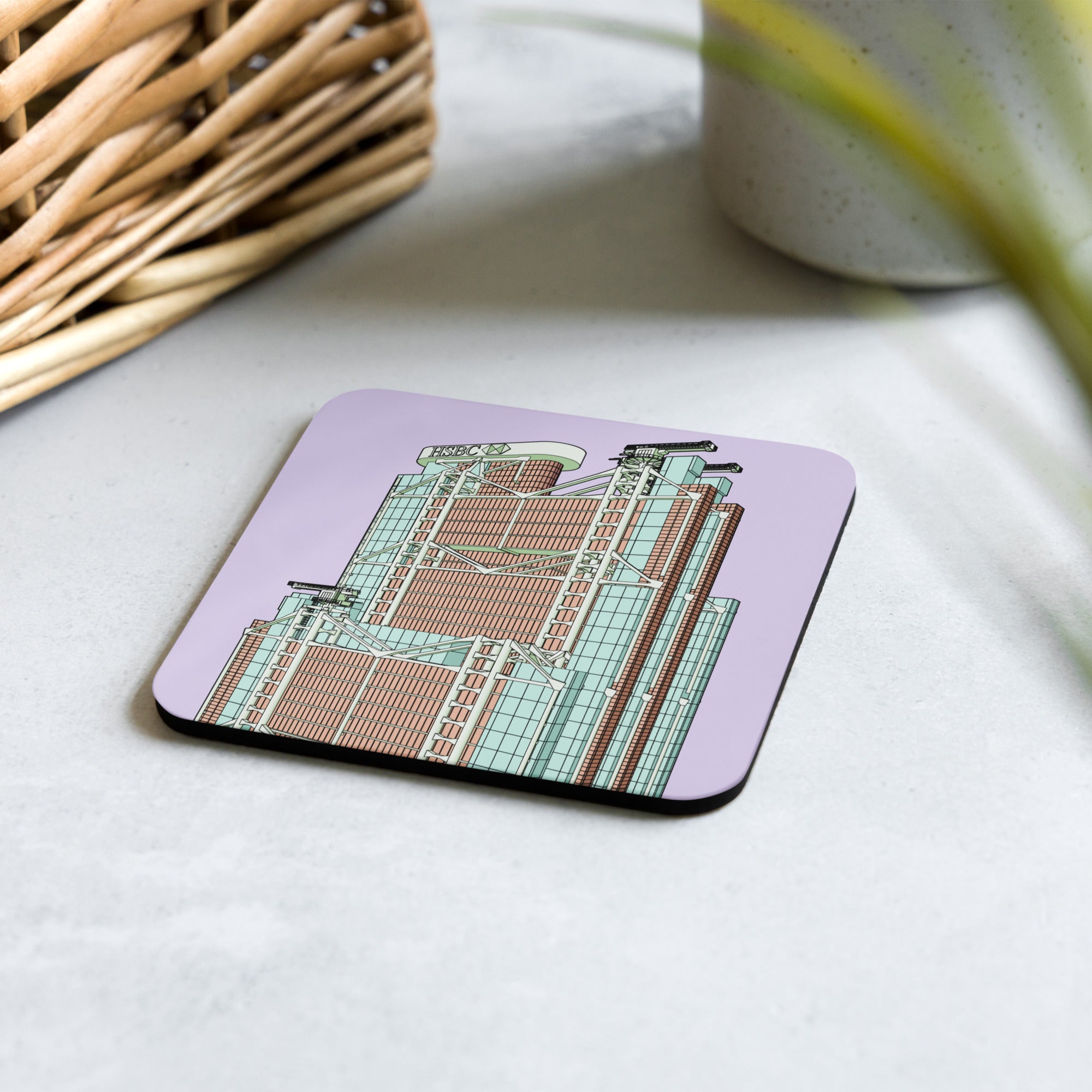 HSBC Hong Kong Colour Illustration Cork-Back Coaster