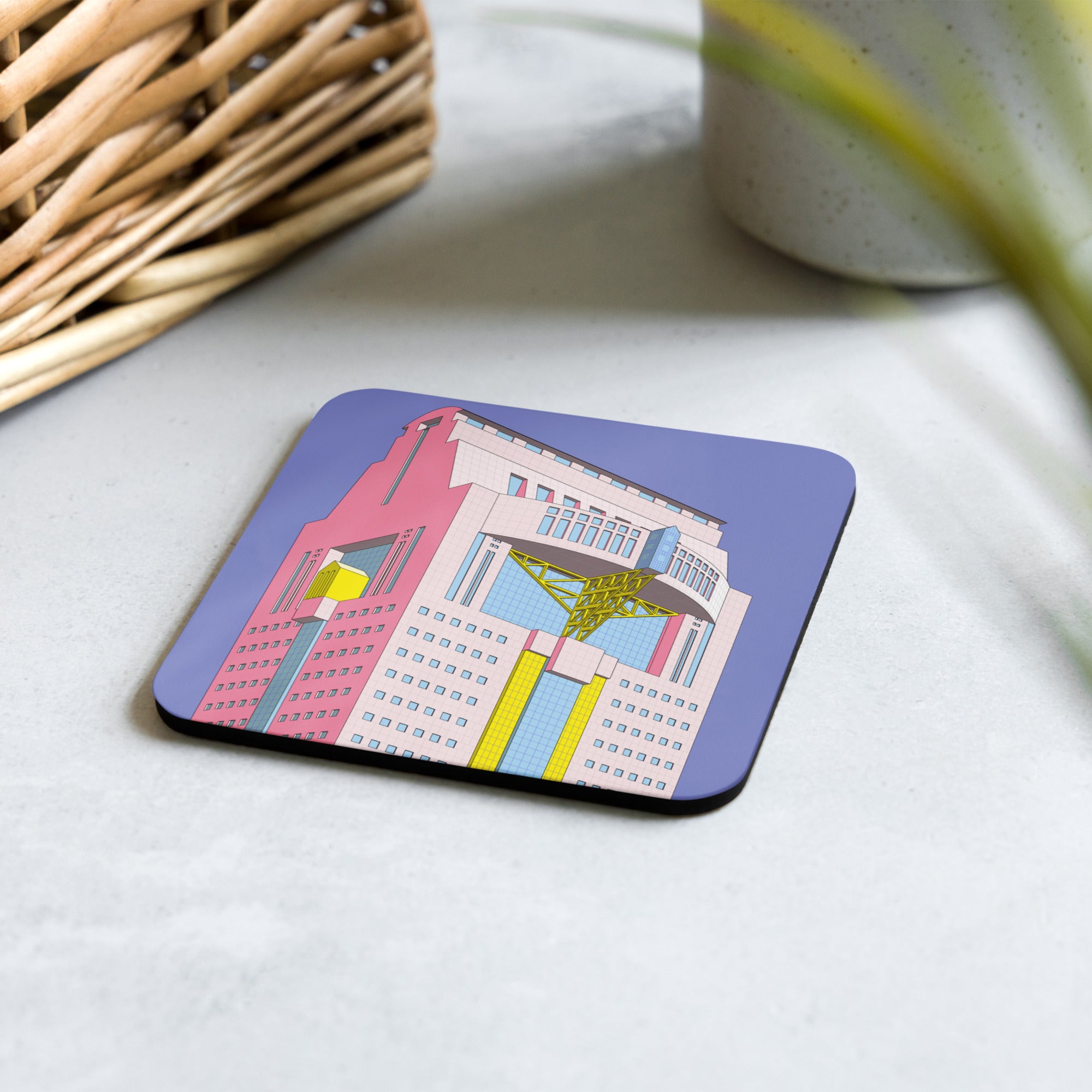 Humana Building Cork-Back Coaster