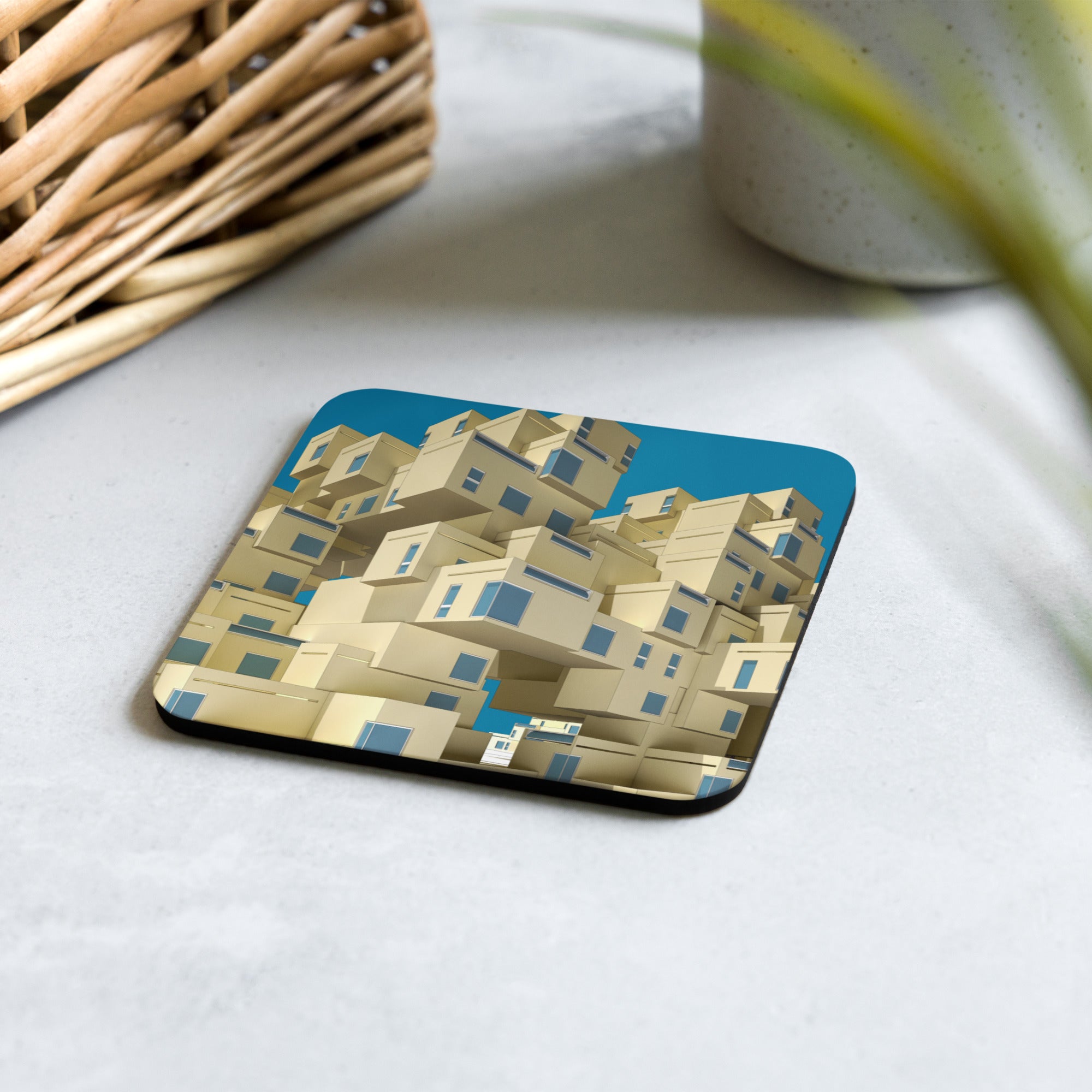 Habitat '67 Colour Illustration Cork-back Coaster – Moshe Safdie ...