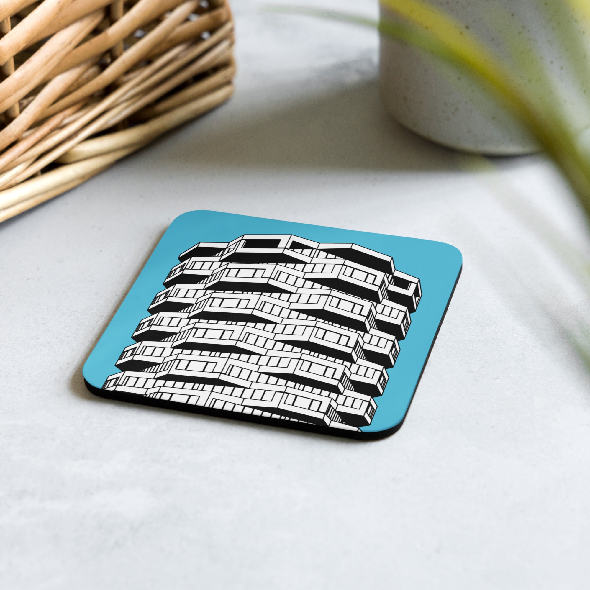 Number One Croydon Blue Cork-Back Coaster – Richard Seifert Brutalist ...