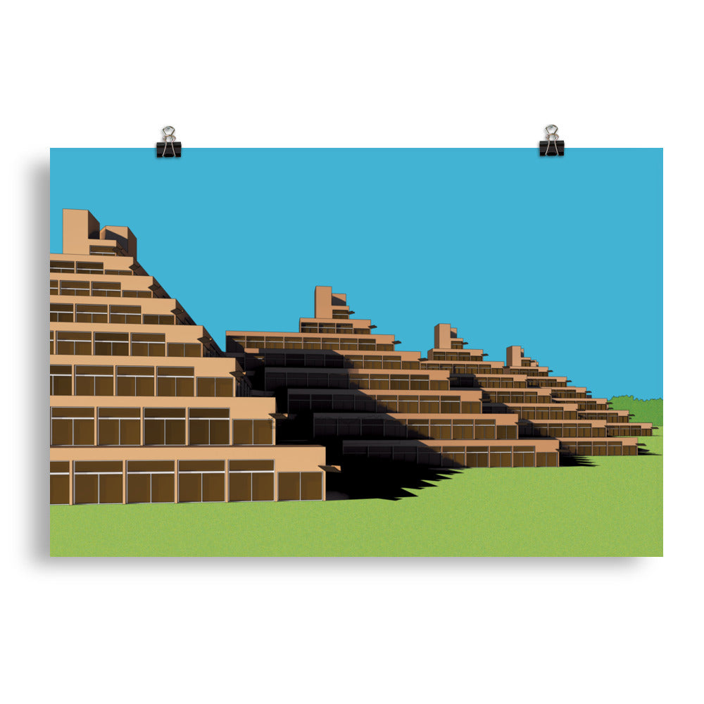UEA Ziggurats Posters | Denys Lasdun Brutalist Norwich Norfolk ...