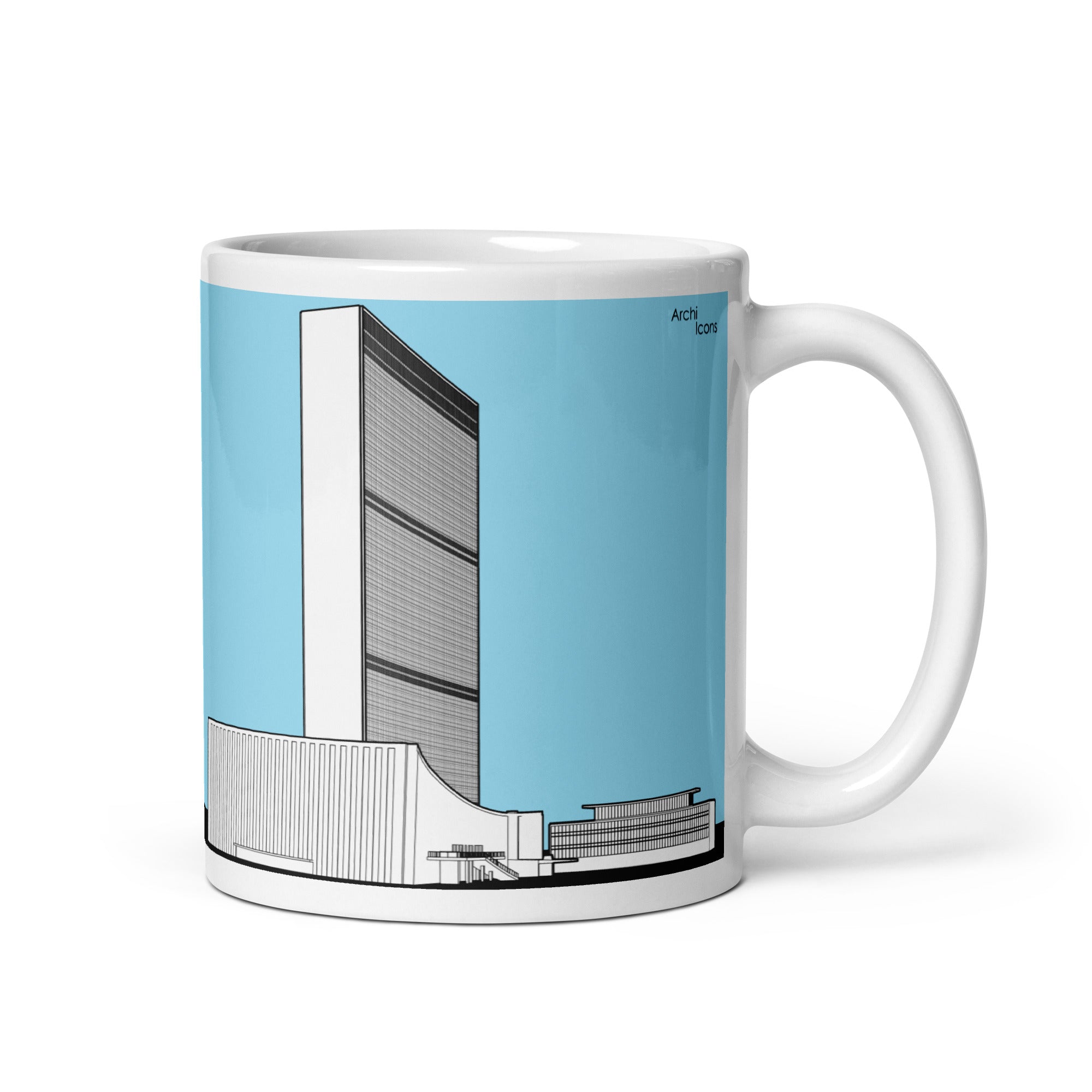 Headquarters of the United Nations Blue Mugs