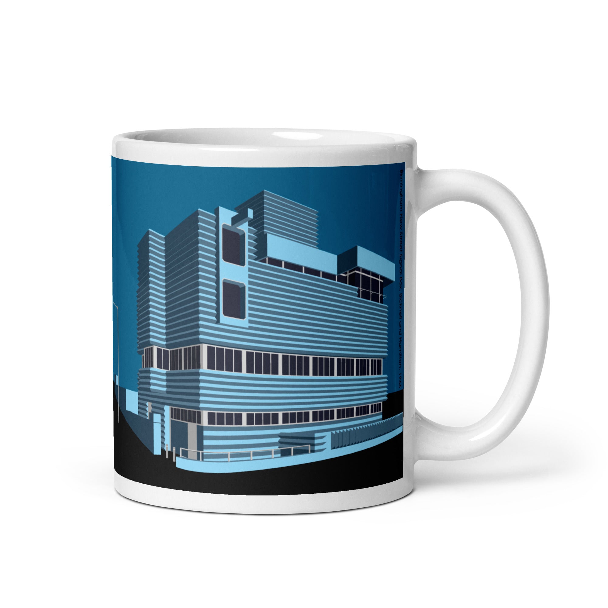Birmingham New Street Signal Box Blue Illustration Mugs | Bicknell ...
