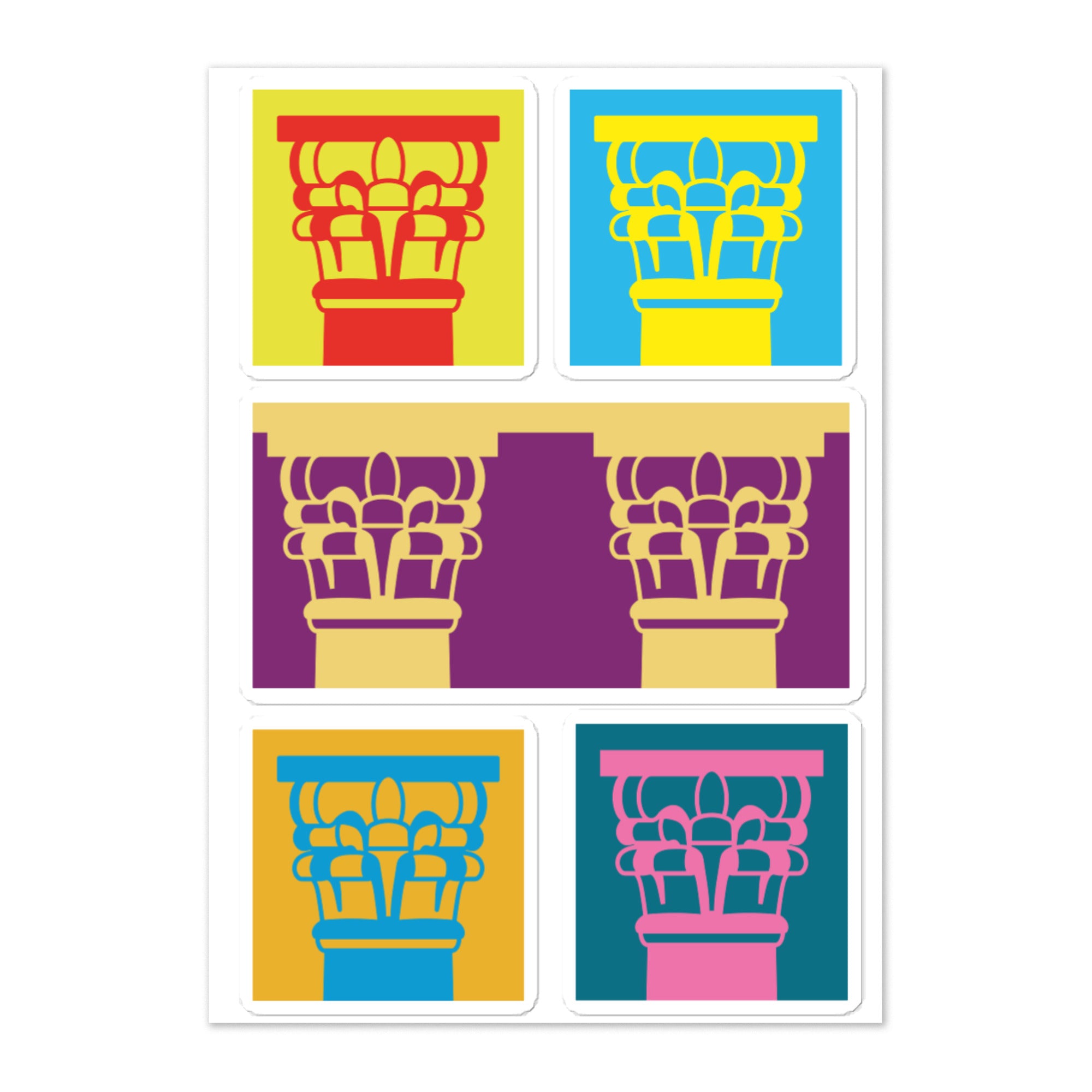 Corinthian Column Blue & Teal Stickers