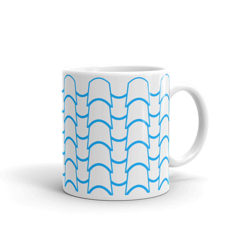Spanish Roof Tiles Blue Hatch Mugs